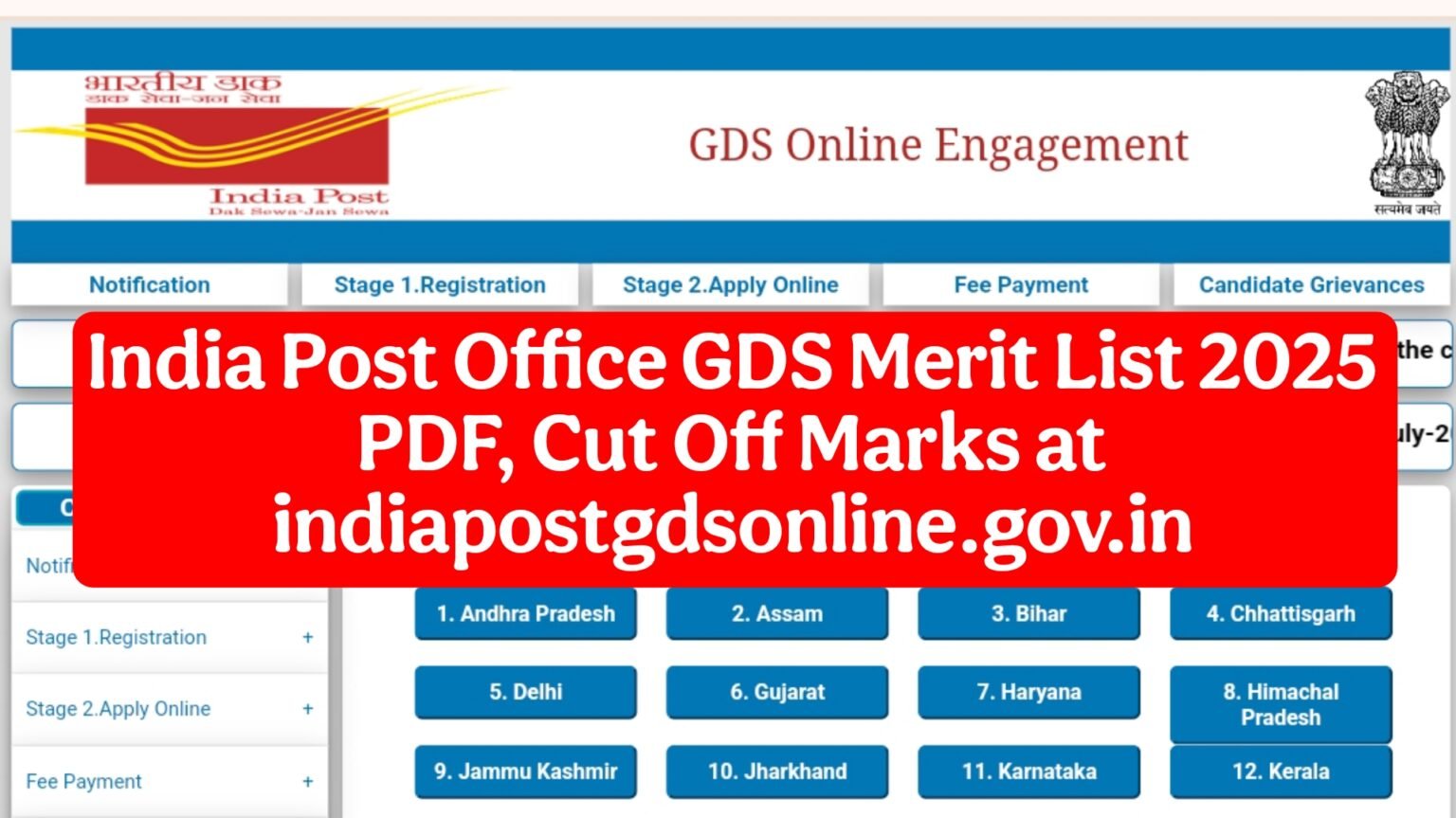 India Post Office GDS Merit List 2025 PDF Release Date, Cut Off Marks ...
