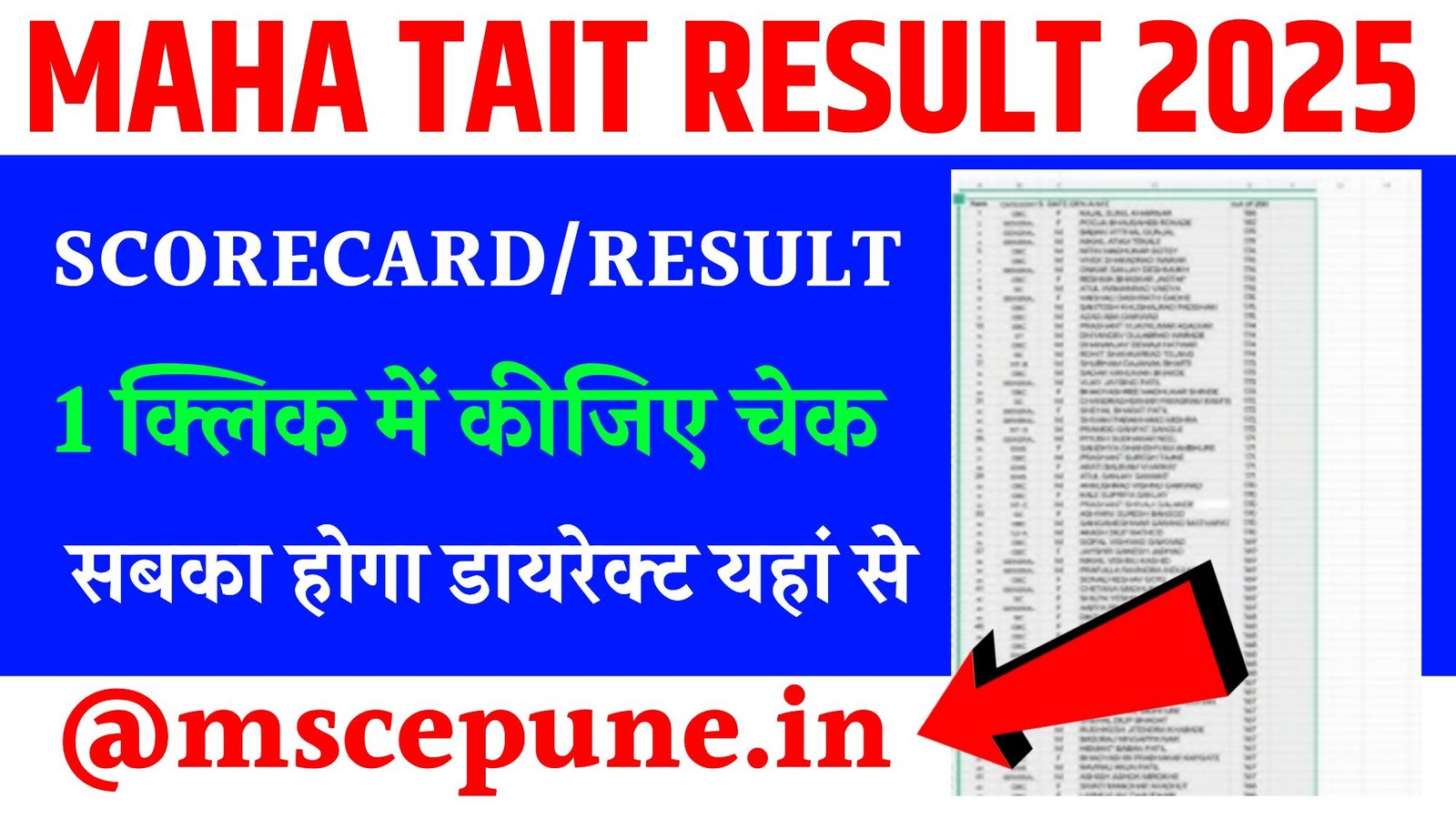 MAHA TAIT Result 2025 - mscepune.in TAIT Scorecard - Sarkari Tricks