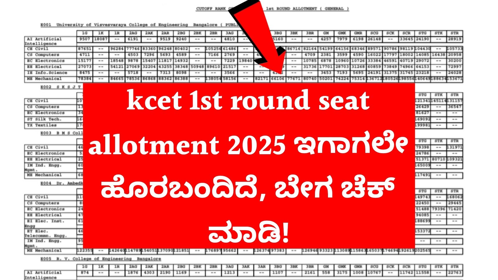 KCET Round 1 Seat Allotment Result 2025-Direct Link To Check @kea.kar ...
