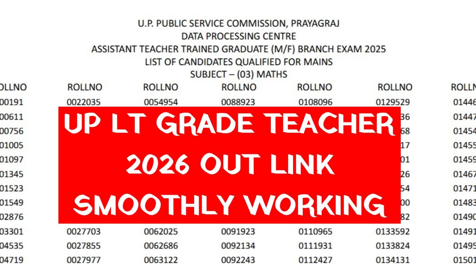 UP LT Grade Teacher Result 2026-Question Paper OUT @uppsc.up.nic.in ...